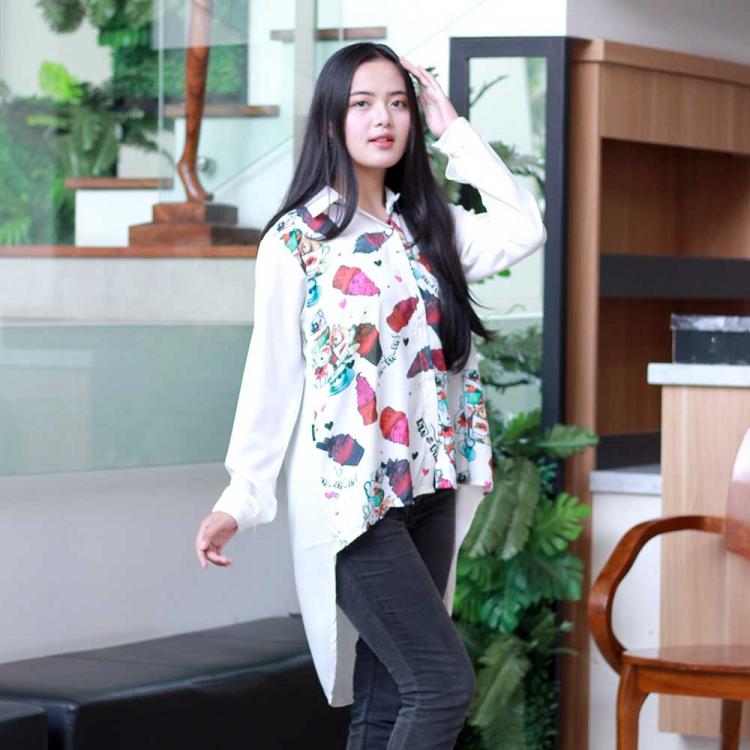 Jual Atasan Wanita Bhn Cotton Putih Rosella Boutique VUKOF 133